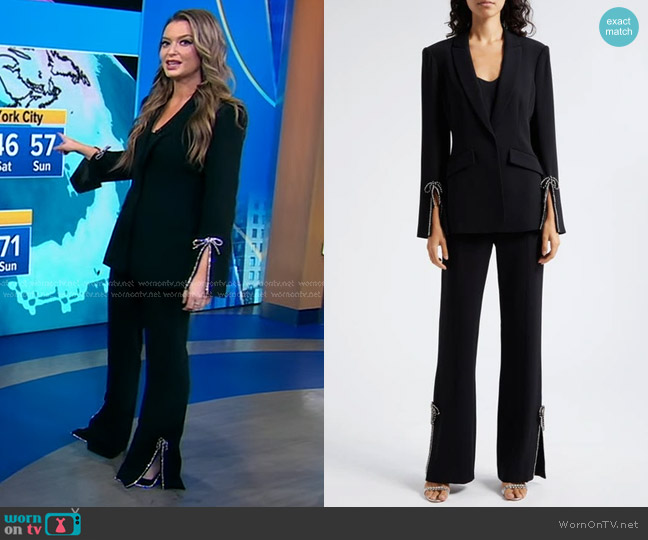 WornOnTV: Dani’s black rhinestone bow blazer and pants on Good Morning ...