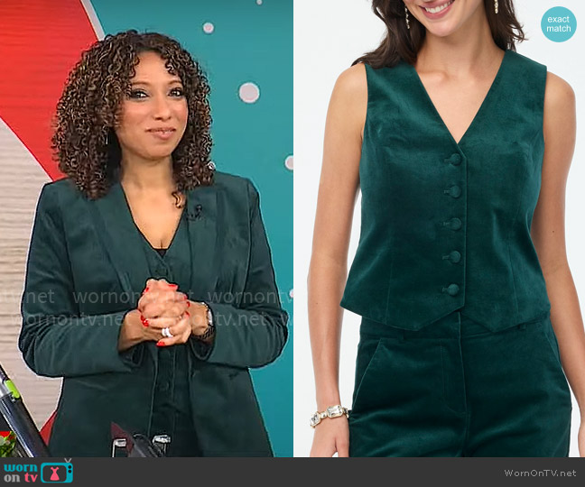 WornOnTV: Gabrielle Kerr’s green velvet blazer and vest on CBS Mornings ...