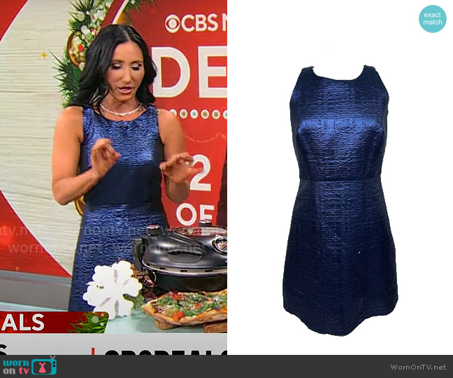 WornOnTV: Elizabeth Werner’s metallic blue dress on CBS Mornings ...