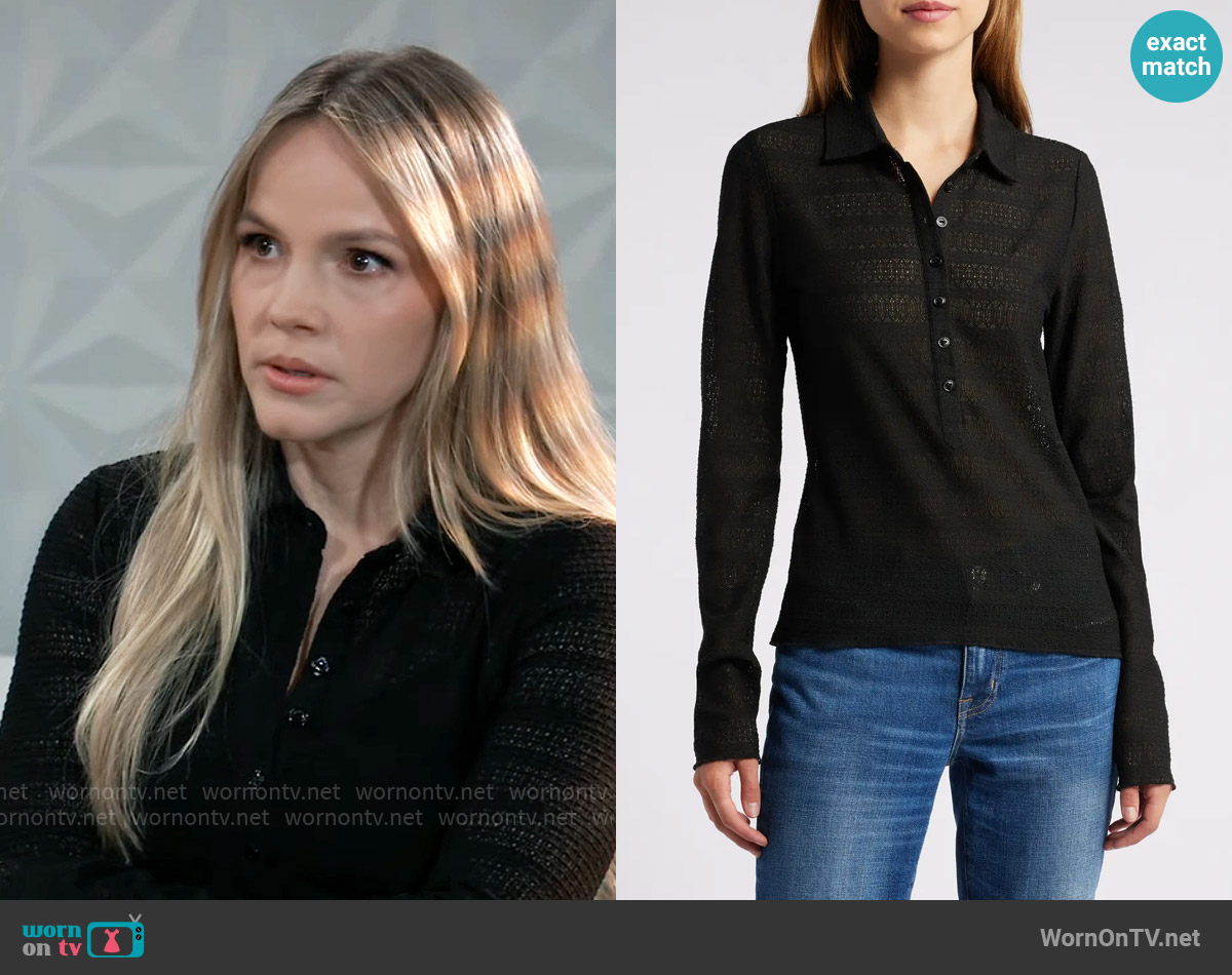 WornOnTV: Lulu’s black pointelle knit top on General Hospital | Alexa ...