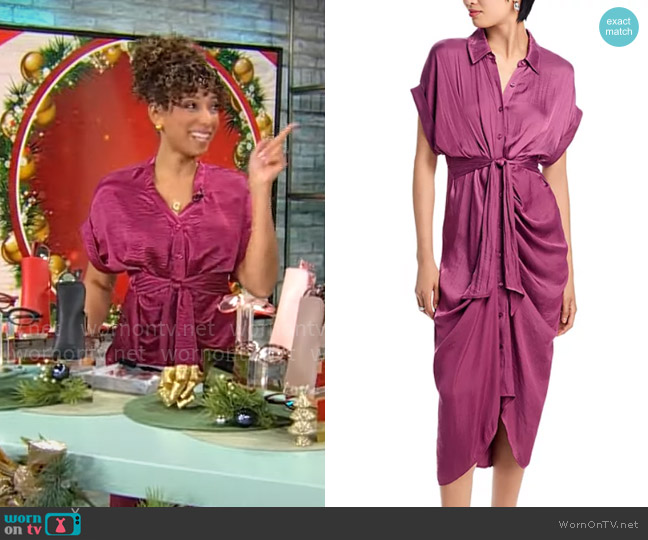 WornOnTV: Gabrielle Kerr’s purple tie waist shirtdress on CBS Mornings ...