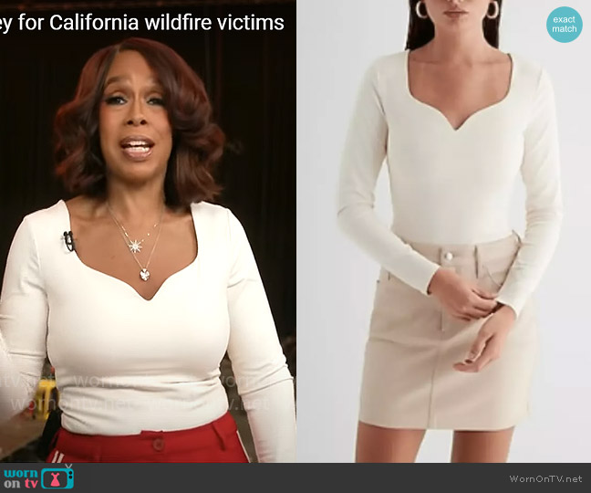 WornOnTV: Gayle King’s white sweetheart neckline top on CBS Mornings ...