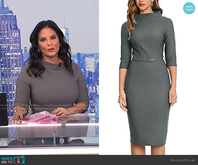 WornOnTV: Darlene’s grey roll-neck elbow sleeve dress on Today ...