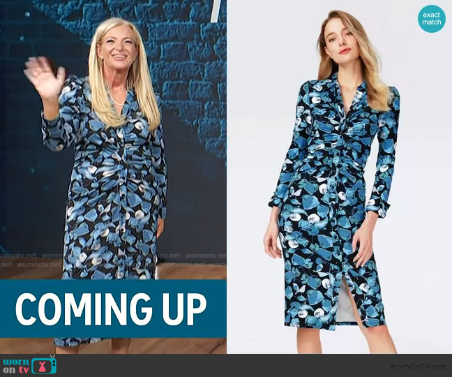 WornOnTV: Allison’s blue floral print ruched dress on Access Hollywood | Clothes and Wardrobe ...
