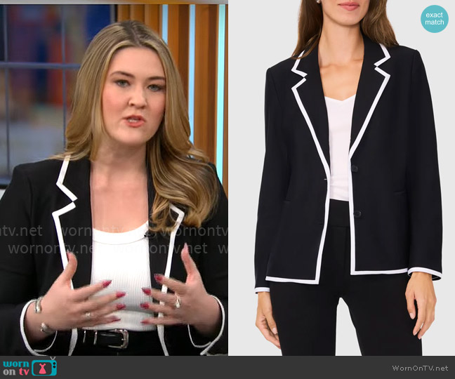 WornOnTV: Ashley Sharp’s black blazer with white trims on CBS Mornings ...