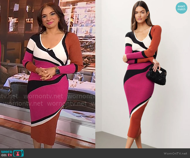WornOnTV: Michelle Miller’s pink abstract print knit dress on CBS ...