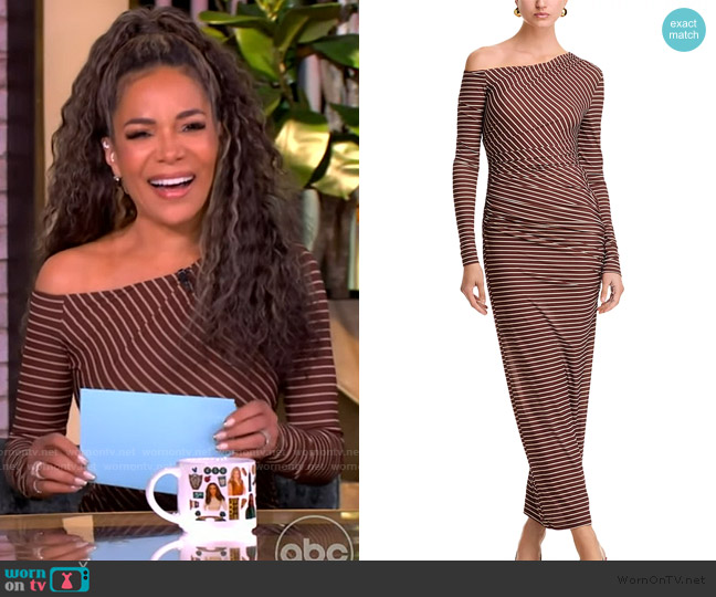 WornOnTV: Sunny’s brown stripe off shoulder dress on The View | Sunny Hostin | Clothes and ...