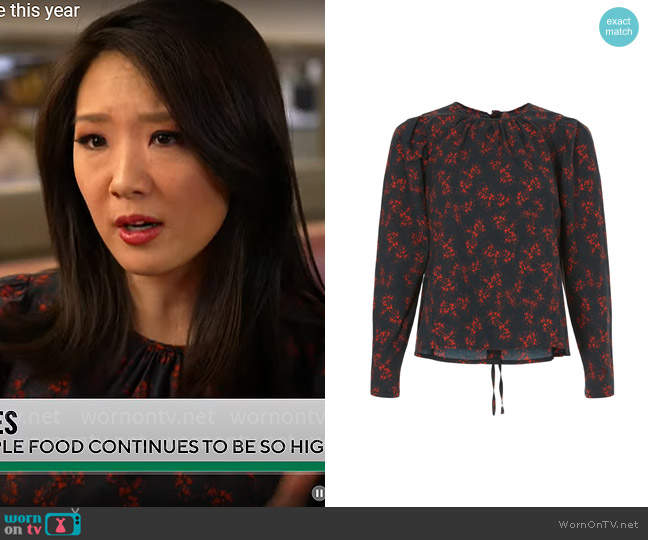 WornOnTV: Nancy Chen’s black and red floral top on CBS Mornings | Nancy ...