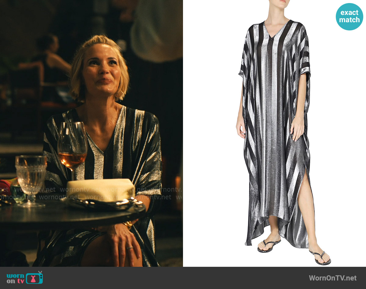 WornOnTV: Kate’s silver and black striped kaftan on The White Lotus ...