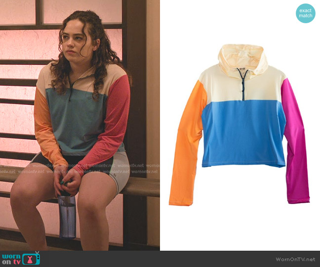 WornOnTV: Samantha’s colorblock half-zip top on Cobra Kai | Mary Mouser | Clothes and Wardrobe ...