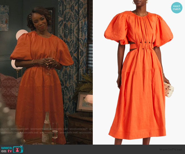 WornOnTV: Helen’s orange puff sleeve dress on Sweet Magnolias | Heather ...