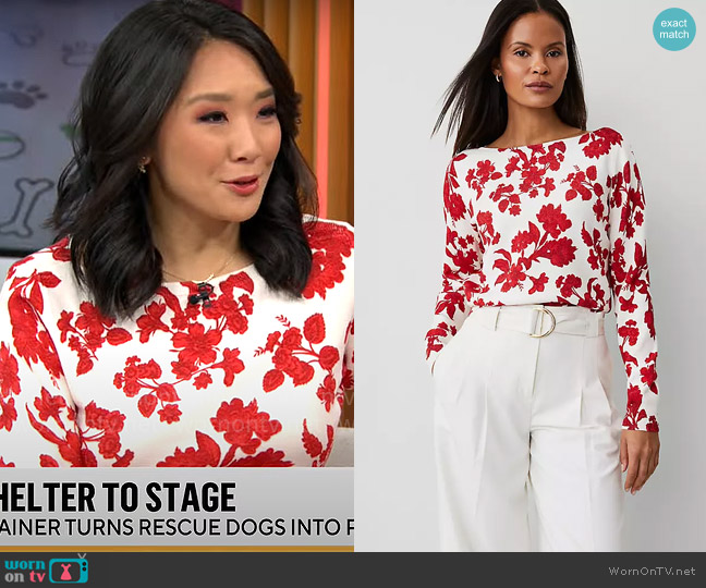 WornOnTV: Nancy Chen’s red floral top on CBS Mornings | Nancy Chen ...