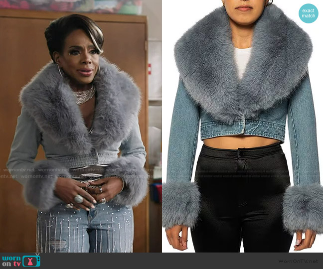 WornOnTV: Barbara’s denim fur trim jacket on Abbott Elementary | Sheryl ...