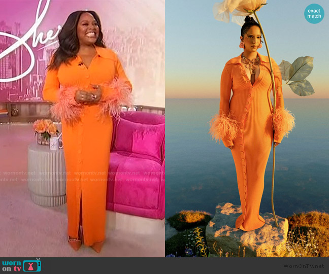 WornOnTV: Sherri’s orange feather cuff dress on Sherri | Sherri ...