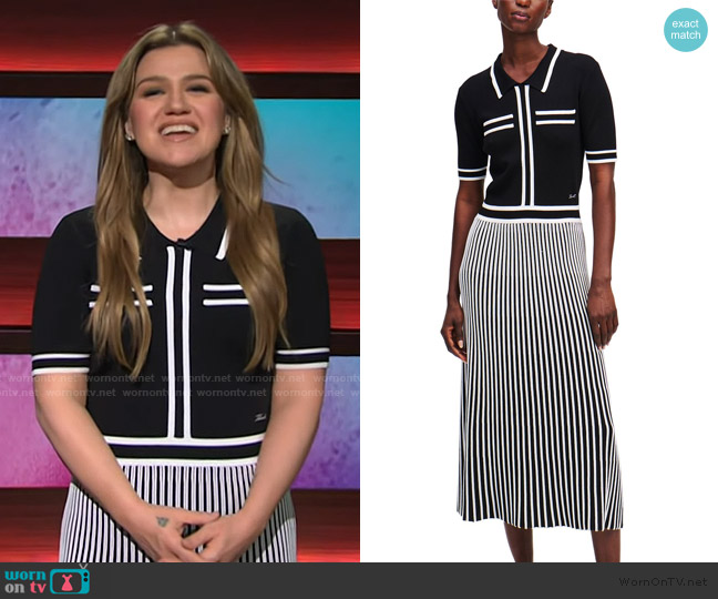 WornOnTV: Kelli’s black contrast stripe dress on The Kelly Clarkson ...