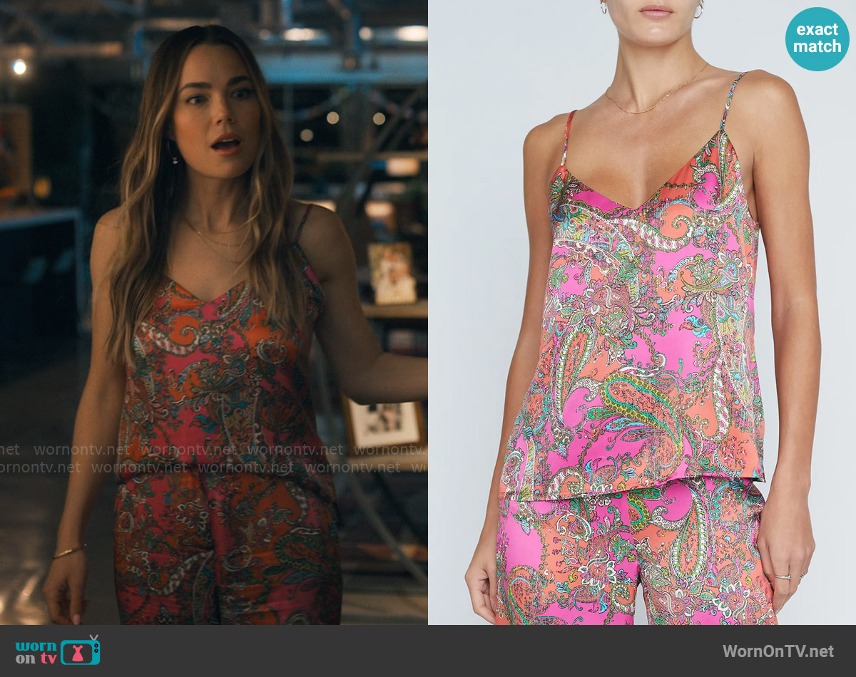 WornOnTV: Olivia Anne’s pink paisley cami and pants set on Running Point | Clothes and Wardrobe ...
