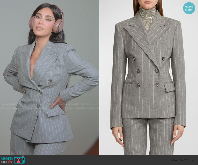 WornOnTV: Kim’s gray pinstripe blazer and pants on The Kardashians | Kim Kardashian | Clothes ...