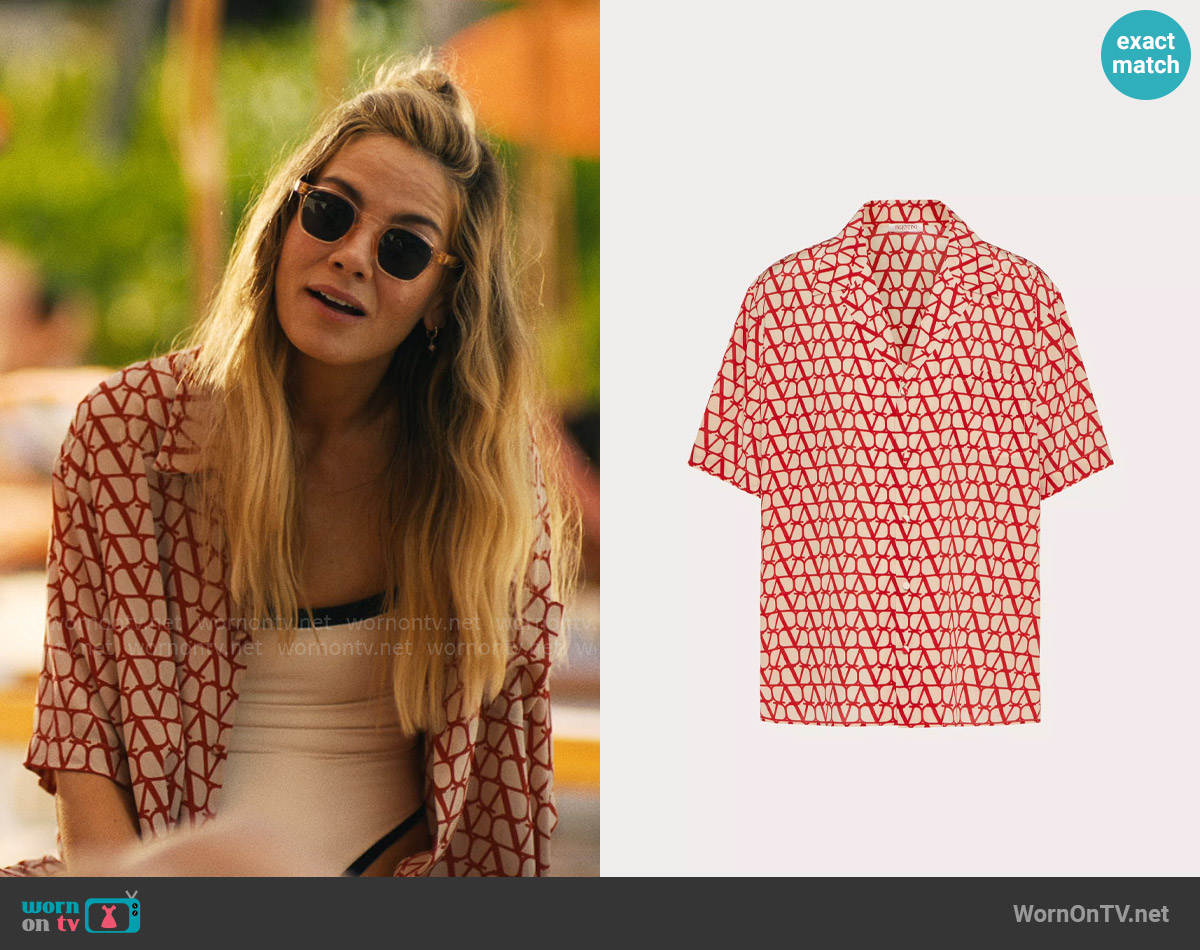 WornOnTV: Jaclyn’s red printed shirt on The White Lotus | Michelle Monaghan | Clothes and ...