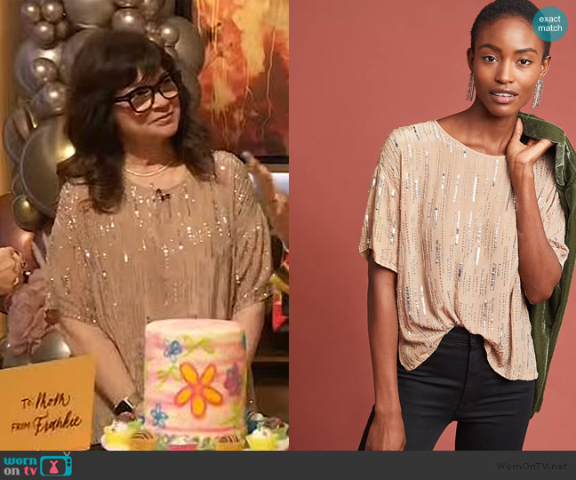 WornOnTV: Valerie Bertinelli’s beige sequin top on The Drew Barrymore ...