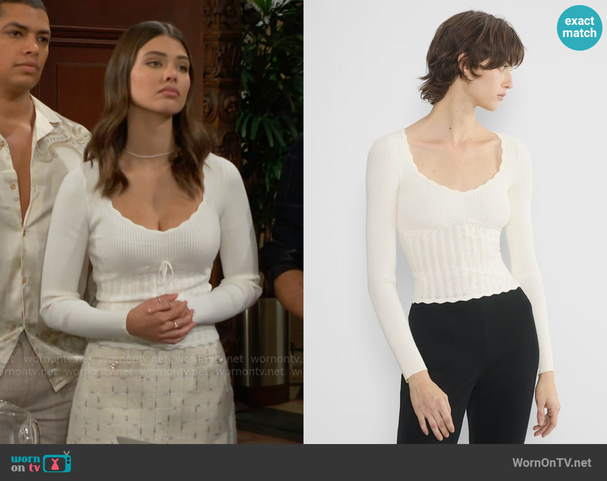 WornOnTV: Electra’s white knit top and ivory check mini skirt on The Bold and the Beautiful ...