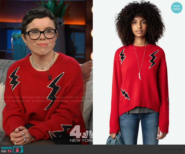WornOnTV: Kelli’s red bolt print sweater on The Kelly Clarkson Show ...