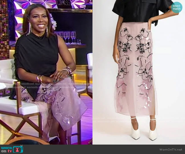 WornOnTV: Tiffany Reid’s pink floral tulle skirt on Good Morning ...