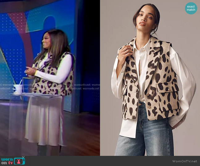 WornOnTV: Morgan’s animal print vest jacket on Good Morning America ...