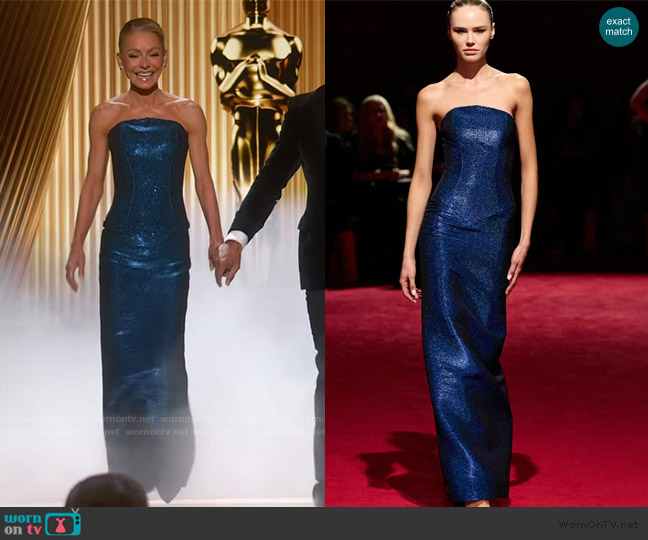 WornOnTV: Kelly’s blue strapless sequin dress on Live with Kelly and ...