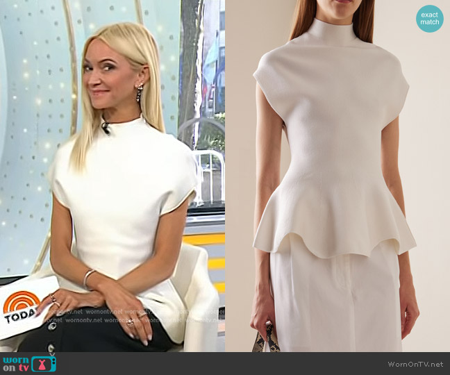 WornOnTV: Zanna Roberts Rassi’s white peplum top and button front skirt ...