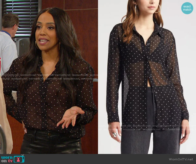 WornOnTV: Jada’s black polka dot sheer blouse on Days of our Lives | Elia Cantu | Clothes and ...