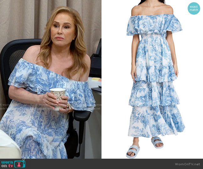 WornOnTV: Kathy’s blue print ruffle dress on The Real Housewives of ...