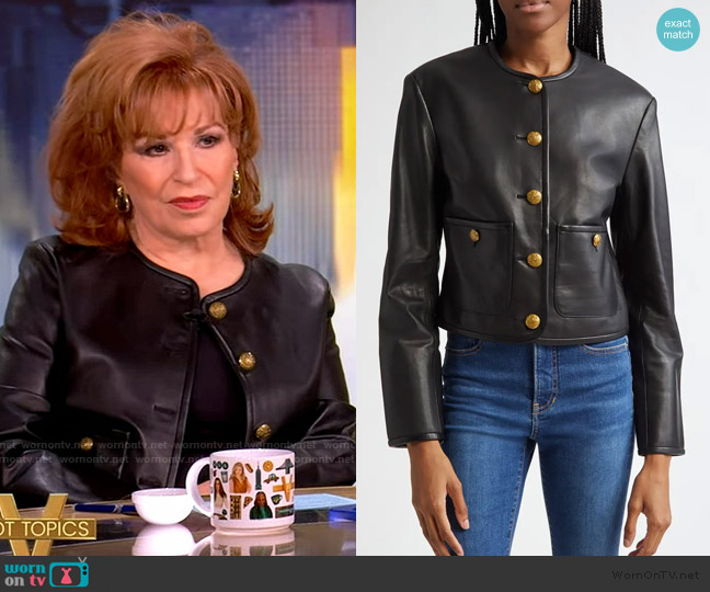 WornOnTV: Joy’s black leather jacket with gold buttons on The View ...