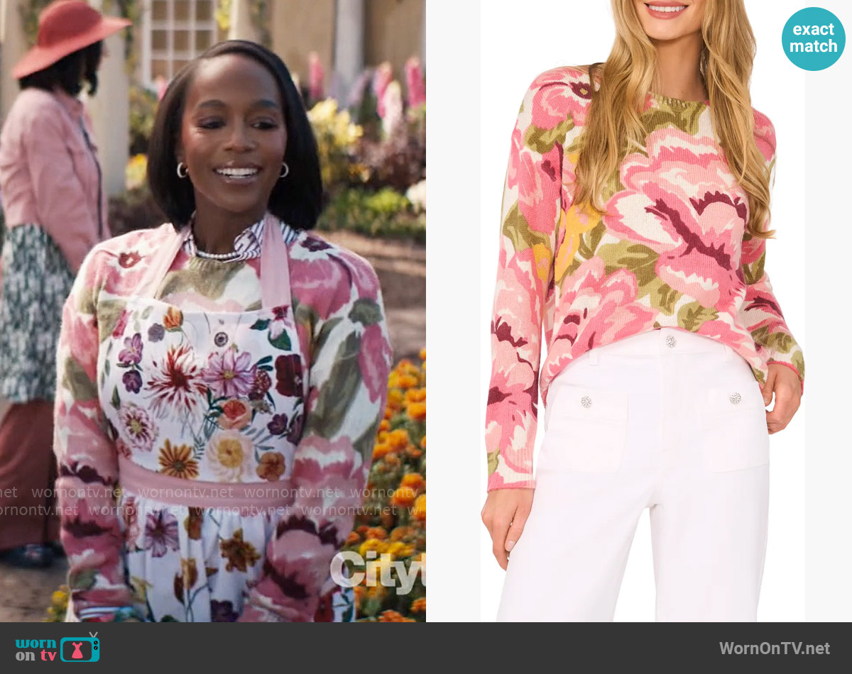 WornOnTV: Catherine’s pink floral sweater on Grosse Pointe Garden ...