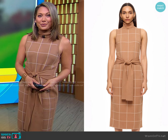 WornOnTV: Ginger’s beige windowpane knit dress on Good Morning America ...