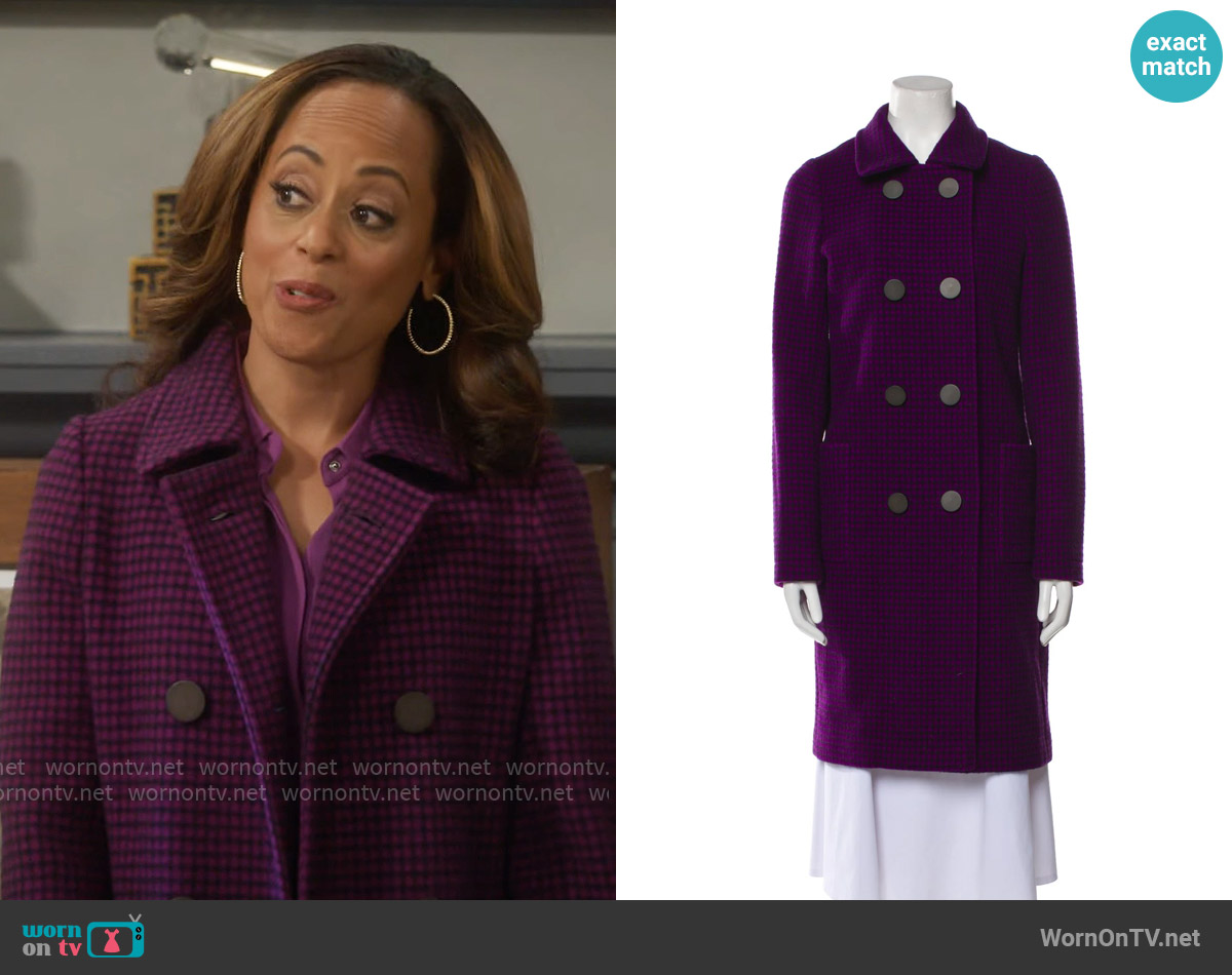 WornOnTV: Ivy’s purple checked coat on Poppas House | Essence Atkins ...