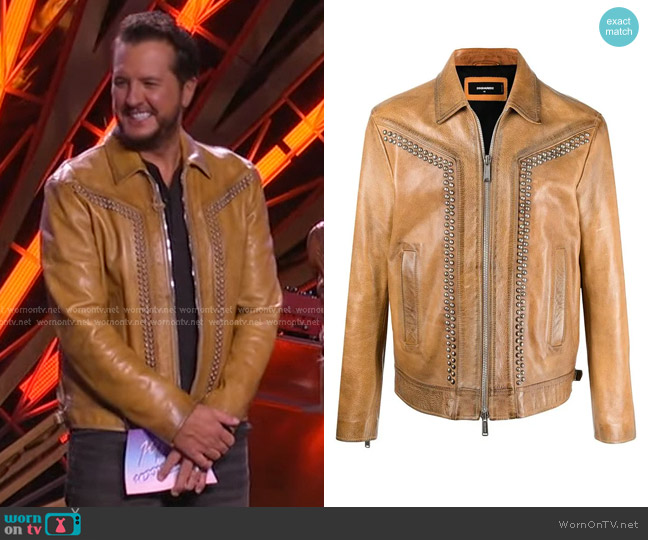 WornOnTV: Luke Bryan’s beige studded leather jacket on American Idol ...