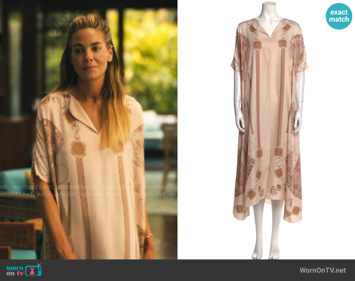 WornOnTV: Jaclyn’s beige printed long dress on The White Lotus ...