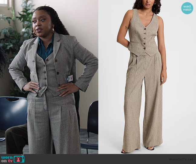 WornOnTV: Janine’s gray herringbone cropped blazer and pants on Abbott ...