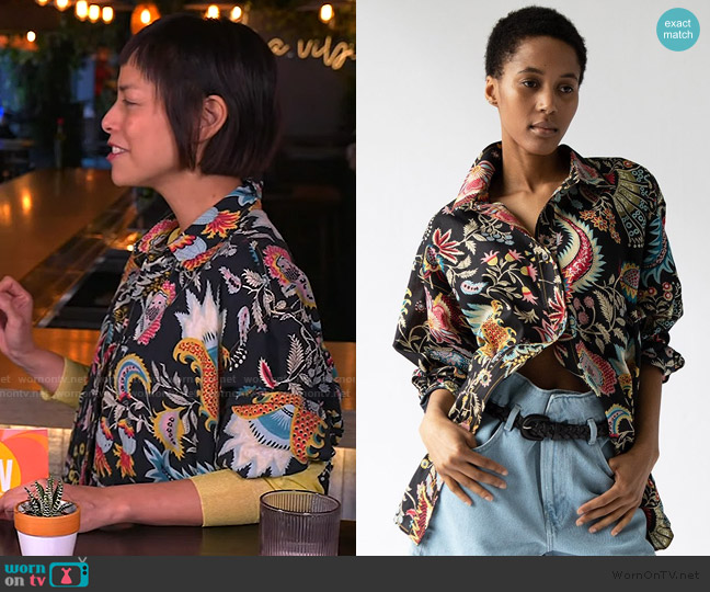 WornOnTV: Pilar Valdes’ black printed shirt on The Drew Barrymore Show ...