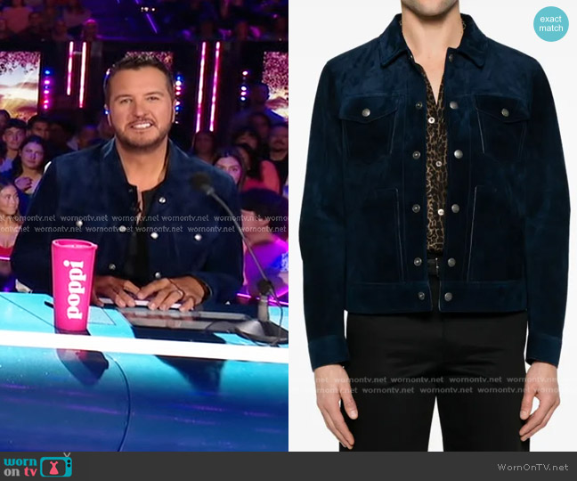 WornOnTV: Luke Bryan’s navy suede trucker jacket on American Idol ...