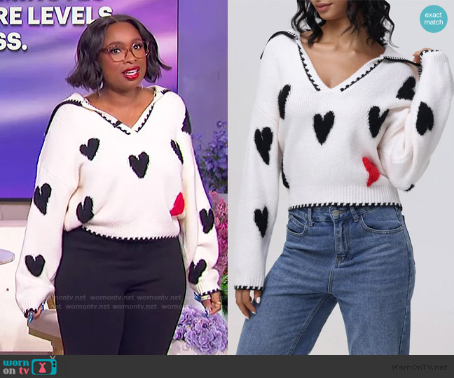 WornOnTV: Jennifer’s heart knit sweater on The Jennifer Hudson Show ...
