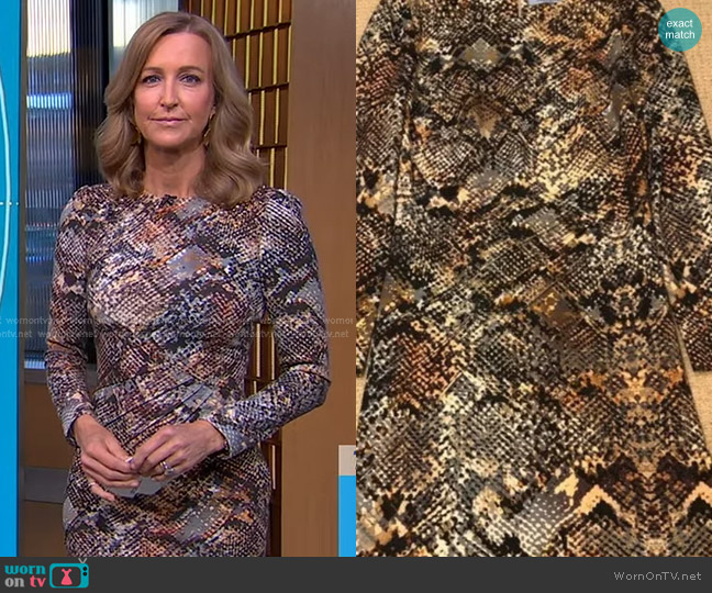 WornOnTV: Lara’s snake print gathered dress on Good Morning America ...