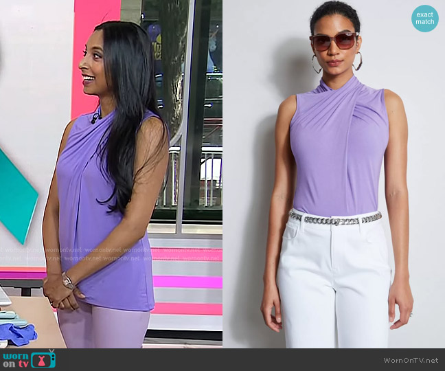 WornOnTV: Dr. Roshini Rajapaksa’s lilac cross neck top on Today ...