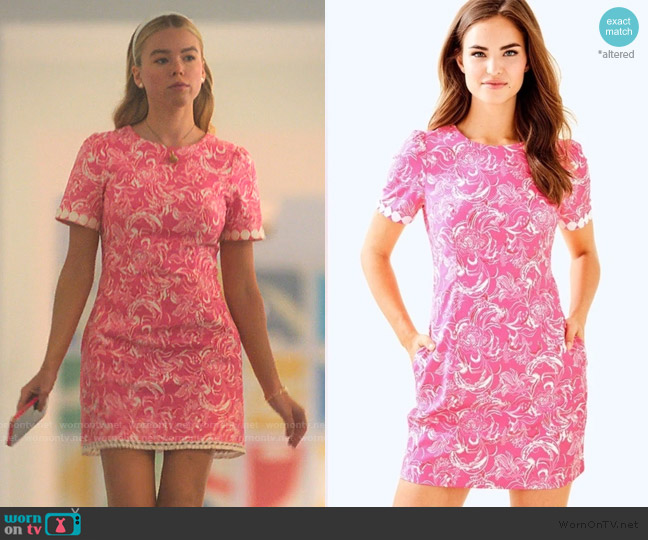 WornOnTV: Simone’s pink short sleeved dress on Sirens | Milly Alcock | Clothes and Wardrobe from TV
