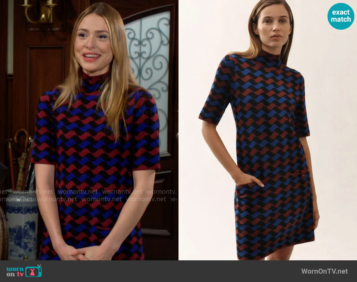 WornOnTV: Claire’s red and blue wavy stripe dress on The Young and the ...