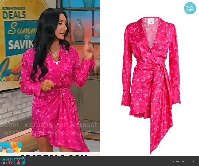 WornOnTV: Elizabeth Werner’s pink floral wrap dress on CBS Mornings ...