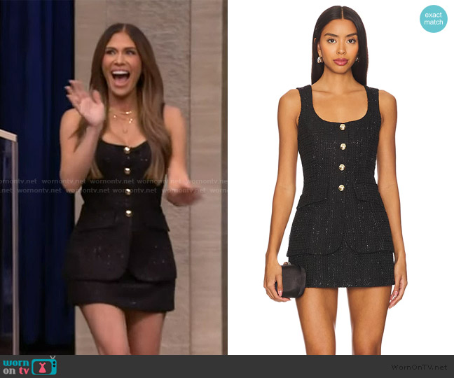 WornOnTV: Jessi Ngatikaura’s black metallic tweed mini dress on Live with Kelly and Mark ...