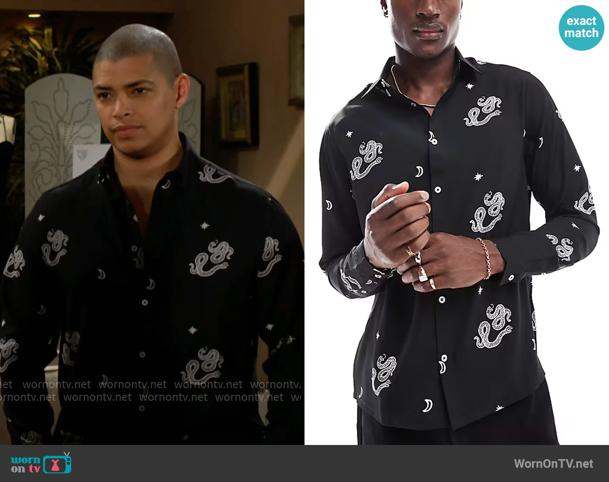 WornOnTV: Zende’s black snake shirt on The Bold and the Beautiful ...