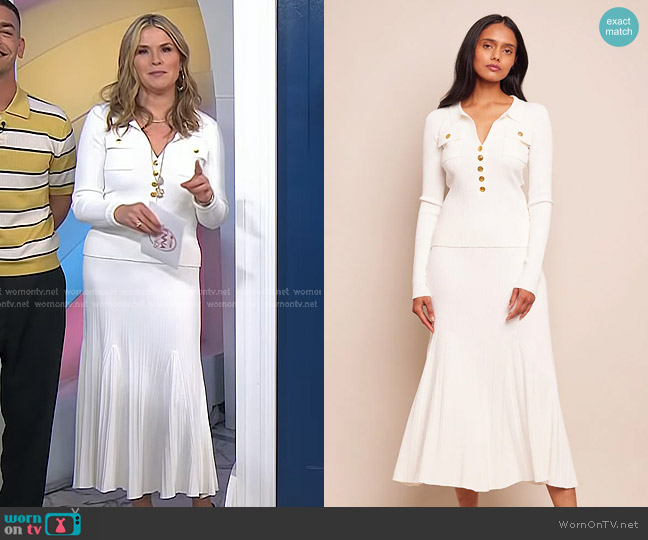 WornOnTV: Jenna’s wghite ribbed top and midi skirt on Today | Jenna Bush Hager | Clothes and ...