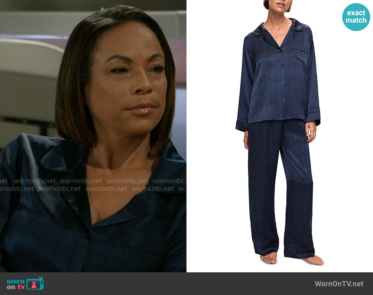 WornOnTV: Nicole’s navy pajamas on Beyond the Gates | Daphnee Duplaix ...